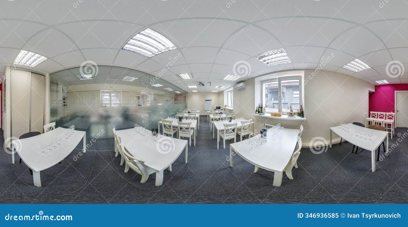 Spherical 360 Hdri Panorama In Room With Set Tables And Glasses For ...