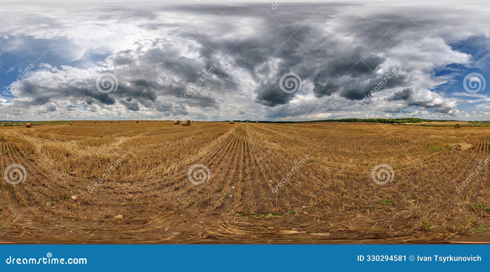Spherical 360 Hdri Panorama on Rye and Wheat Fields with Hay Bales with ...