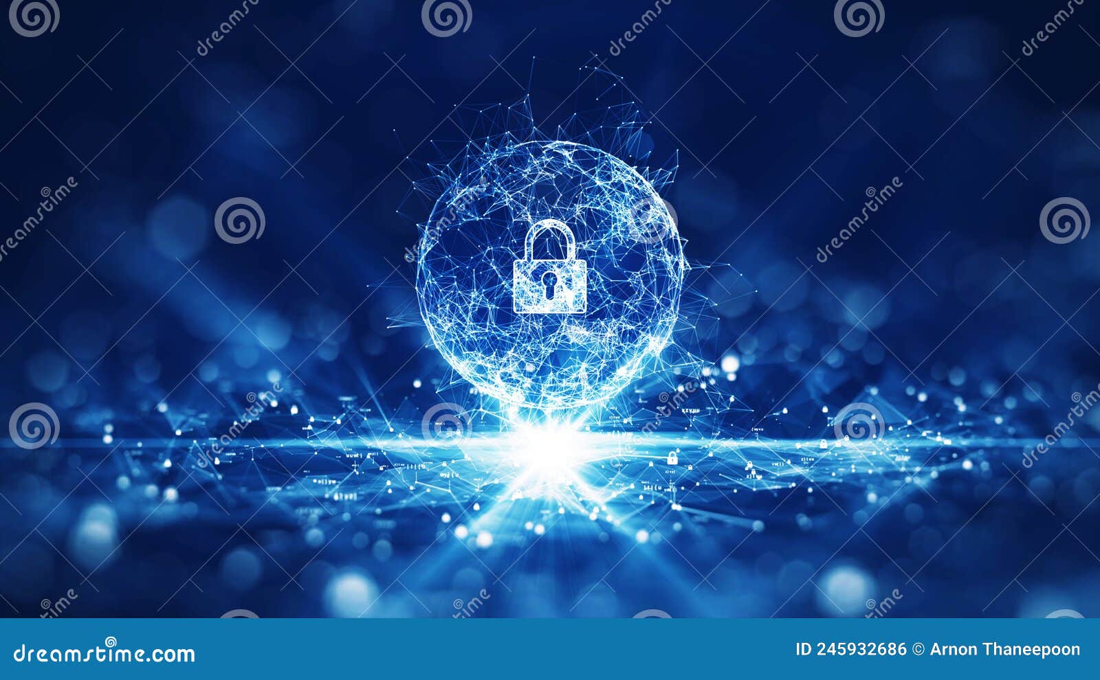 Spherical Interconnected Polygons, With A Large Padlock Inside ...