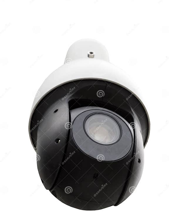 Spherical IP Security Camera on White Stock Image - Image of electric ...