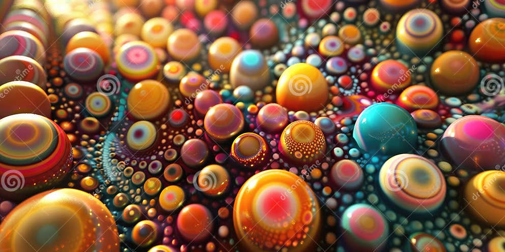 Spherical Iridescent Objects of Various Sizes with a Shiny Surface and ...