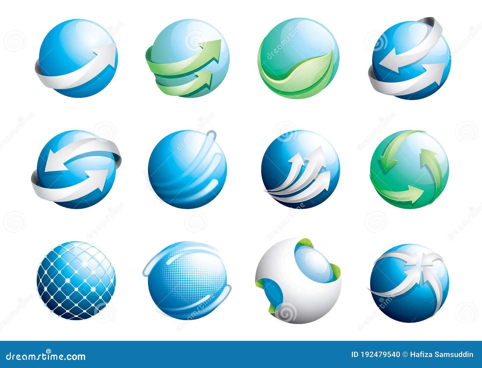 Spherical Logo Element Design Collection. Vector Illustration ...