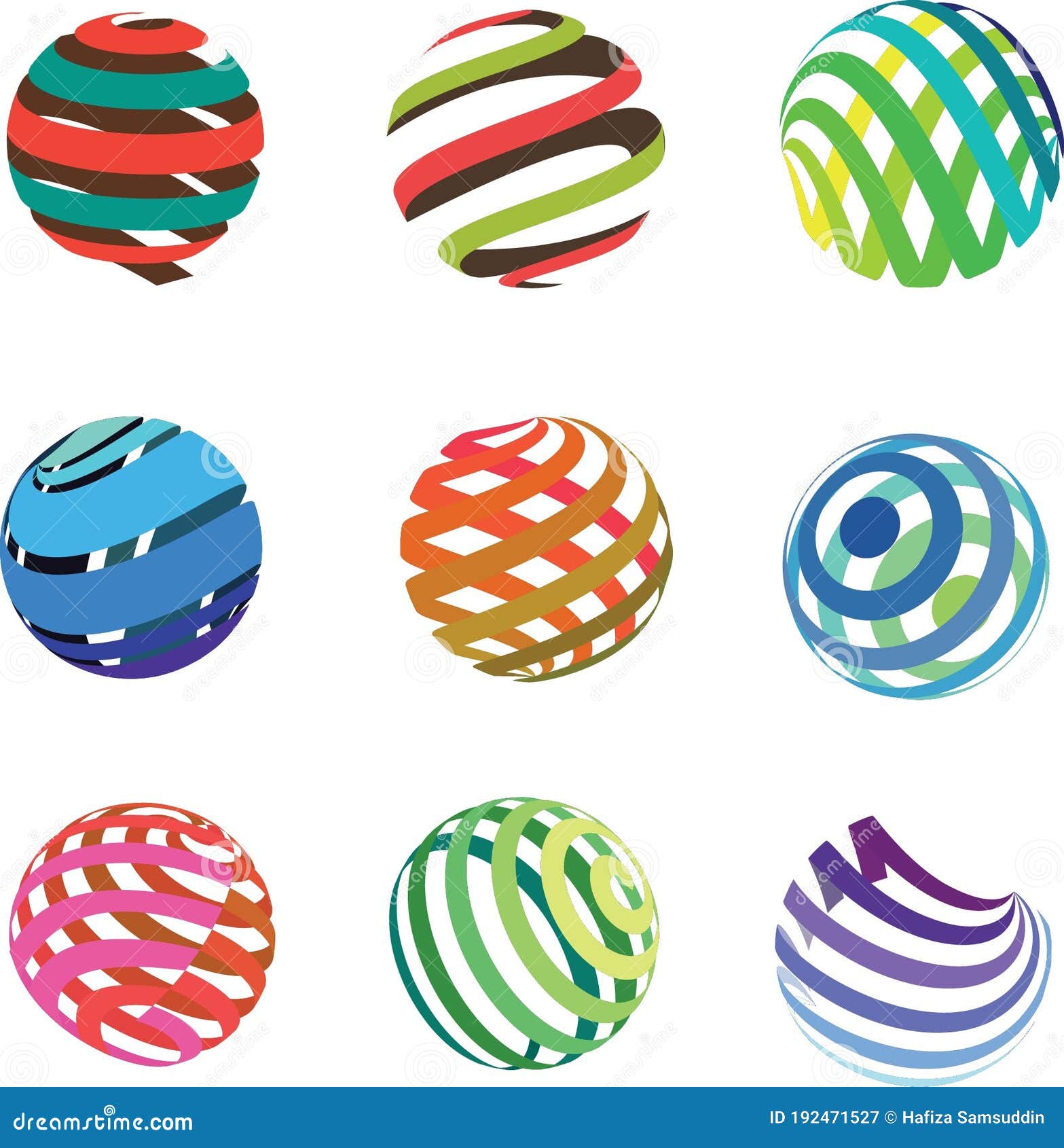 Spherical Logo Element Design Pack. Stock Vector - Illustration of ...