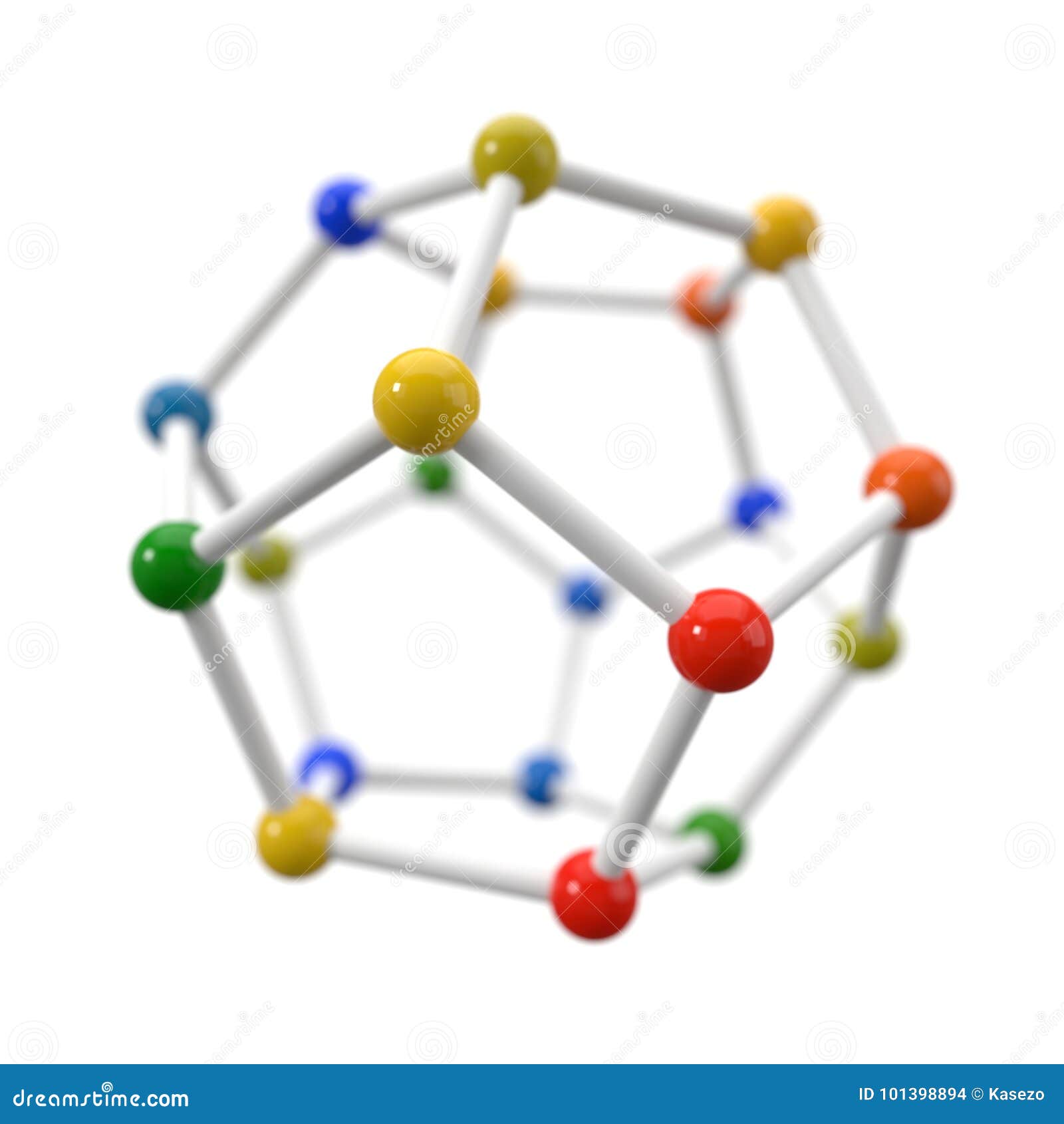 Spherical Molecule Model on White Background. 3d Illustration. Stock ...