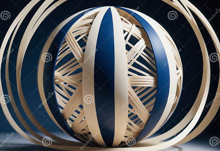 A Spherical Object Composed of Interwoven Blue and White Strands Stock ...