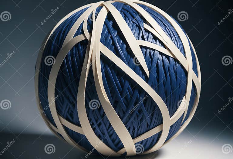 A Spherical Object Composed of Interwoven Blue and White Strands Stock ...