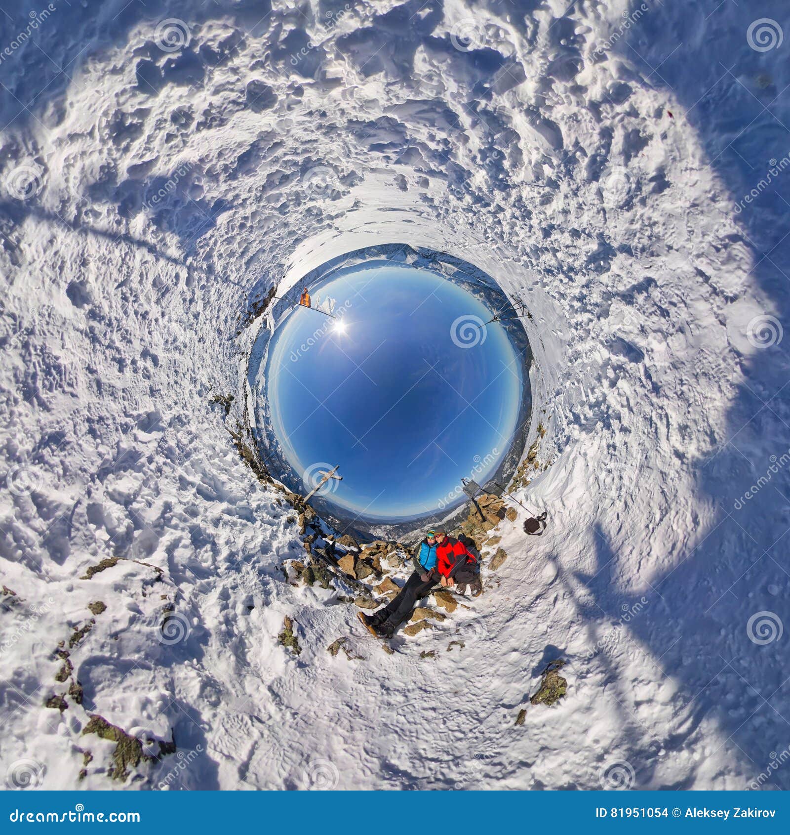 360 Spherical Panorama Couple in Snowy Mountains Stock Photo - Image of ...