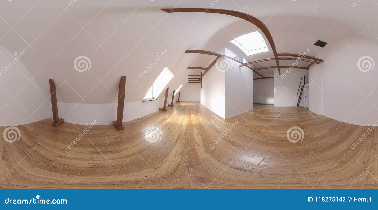 Spherical 360 Panorama Projection Interior Empty Room 3D Rendering ...