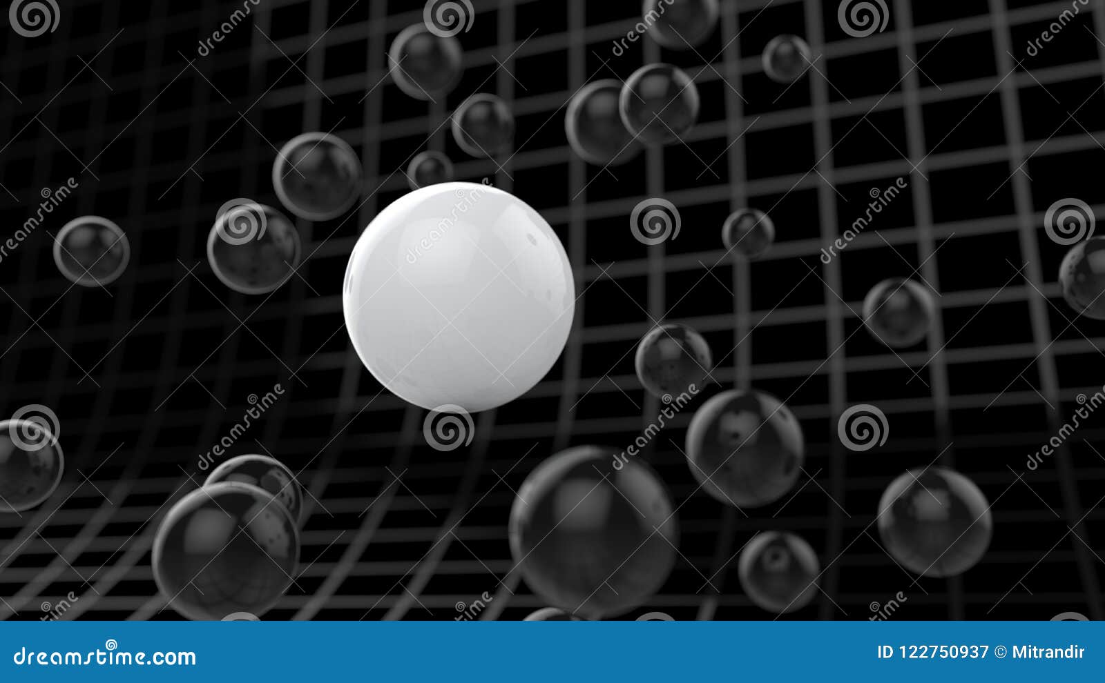 Spherical Particles Floating Around Cyber Grid Stock Illustration ...