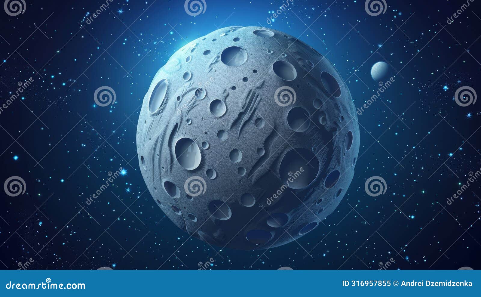 Spherical Planet Pluto with Gray Illuminated Surface, Craters, and ...