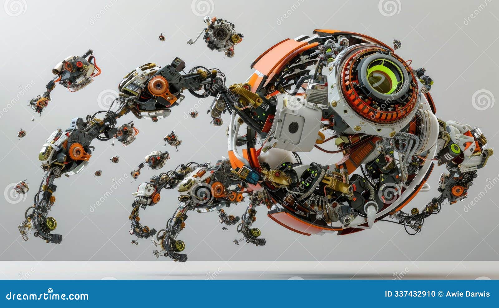 A Spherical Robotic Machine with Numerous Tentacles Stock Illustration ...