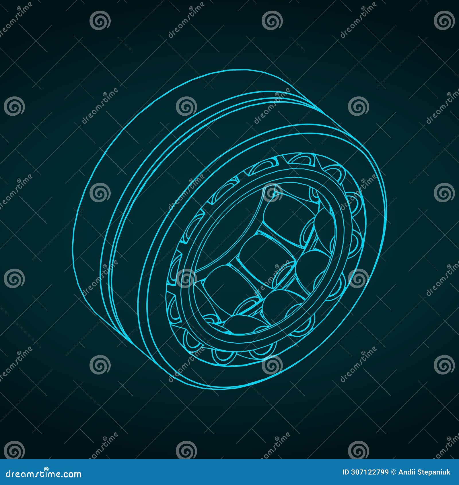 Spherical Roller Bearing Isometric Blueprint Stock Vector ...