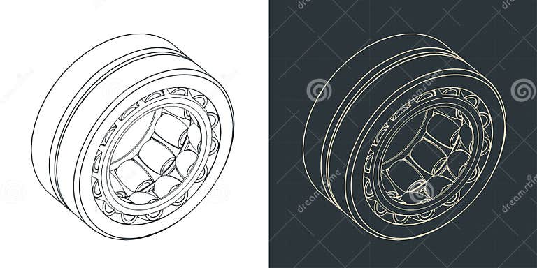 Spherical Roller Bearing Isometric Blueprints Stock Illustration ...