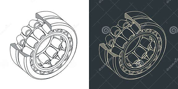 Spherical Roller Bearing Isometric Cutaway Blueprints Stock Vector ...