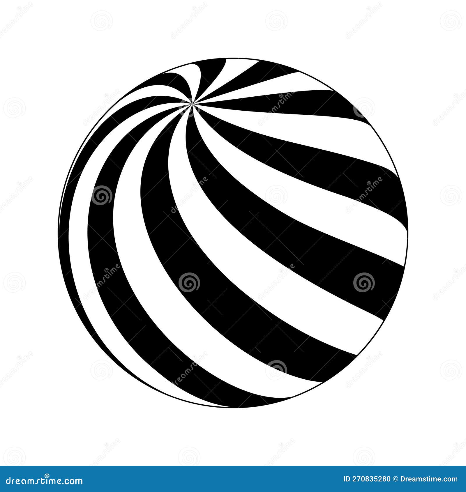 Spherical Shape with Twisted Black and White Stripes. 3D Sphere Model ...