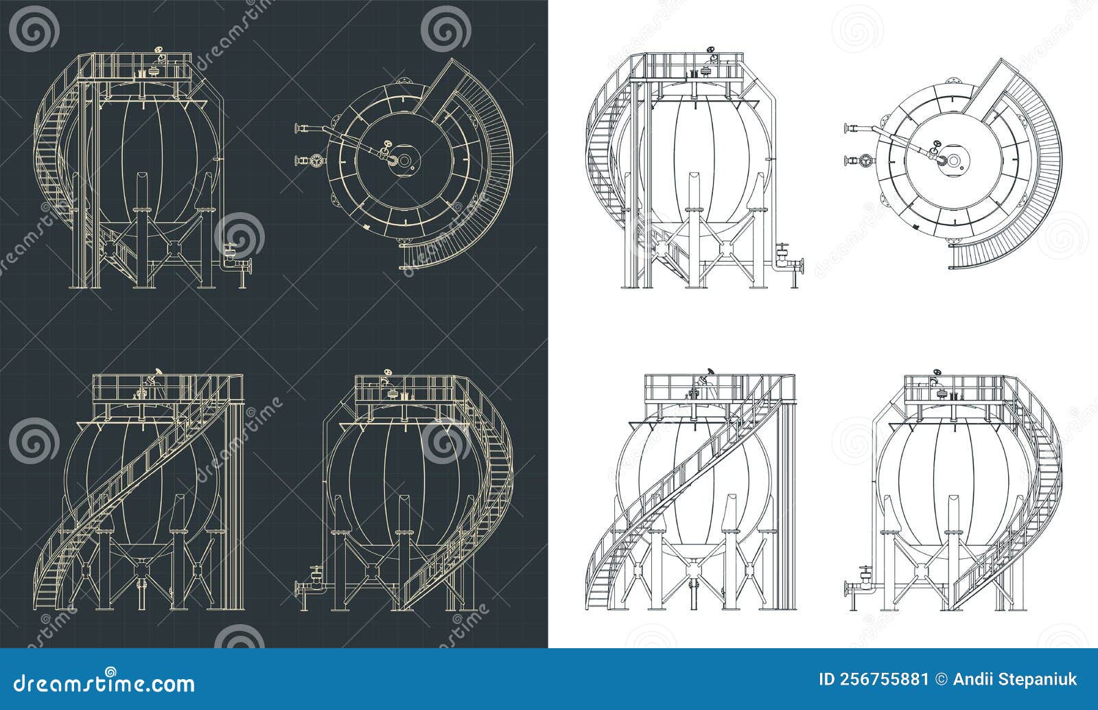 Spherical Storage Tank Blueprints Stock Vector - Illustration of vector ...