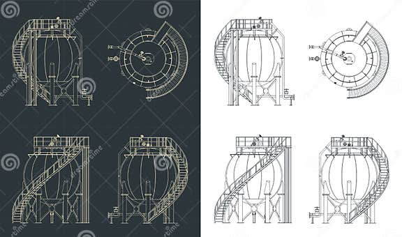 Spherical Storage Tank Blueprints Stock Vector - Illustration of vector ...