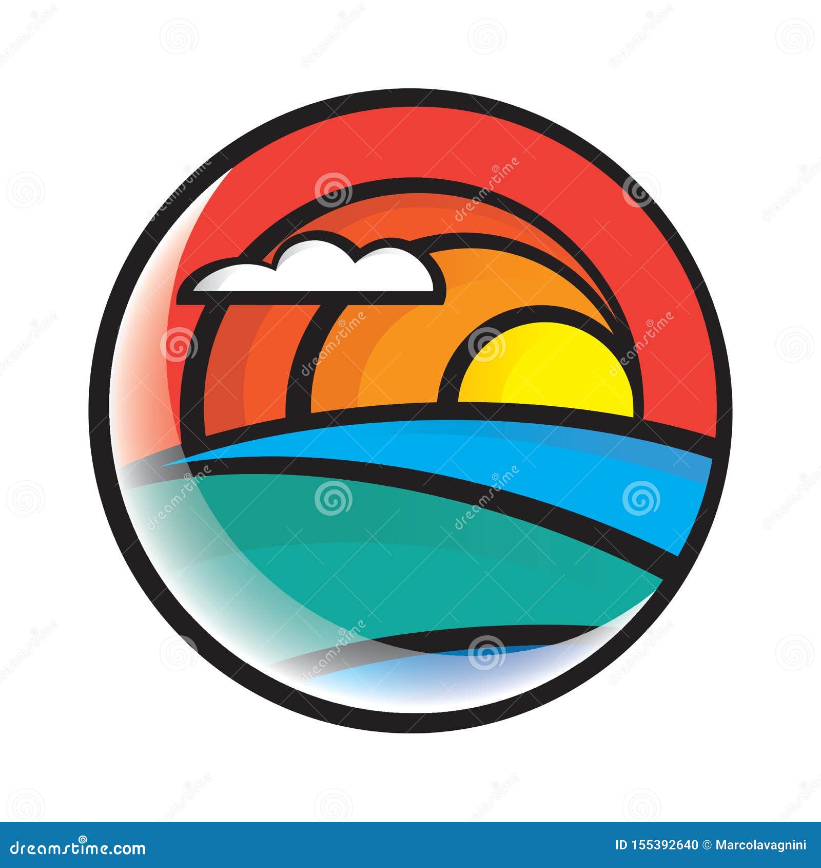 Spherical Sunset Logo stock vector. Illustration of copy - 155392640