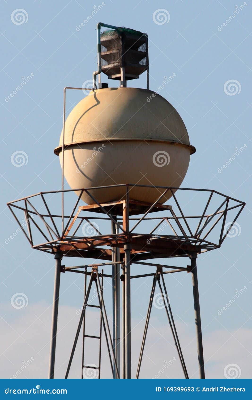 Spherical Tank on a Water Tower Stock Image - Image of ladder, storage ...