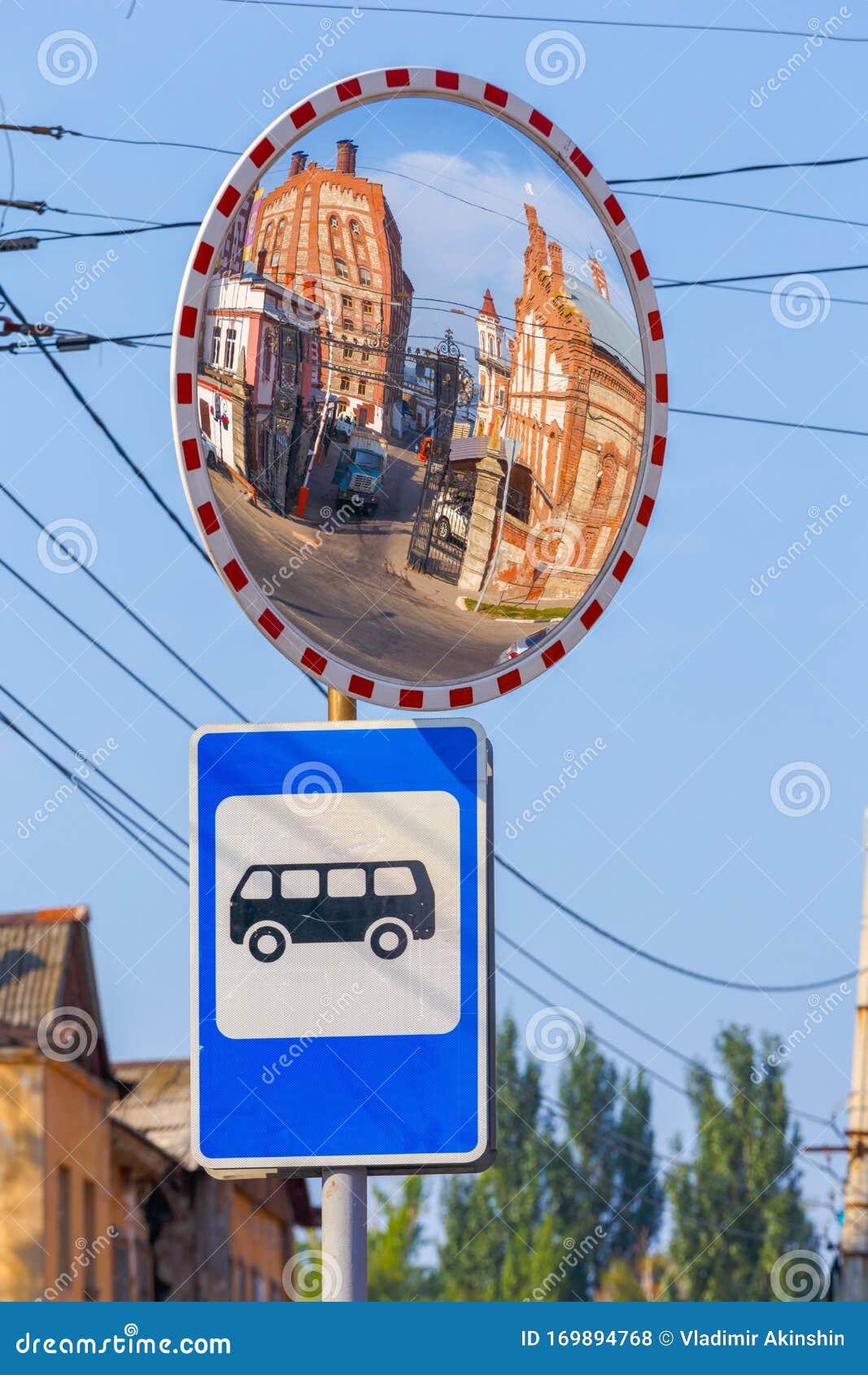 Spherical Type Mirror for Vehicle Exit Stock Photo - Image of bright ...