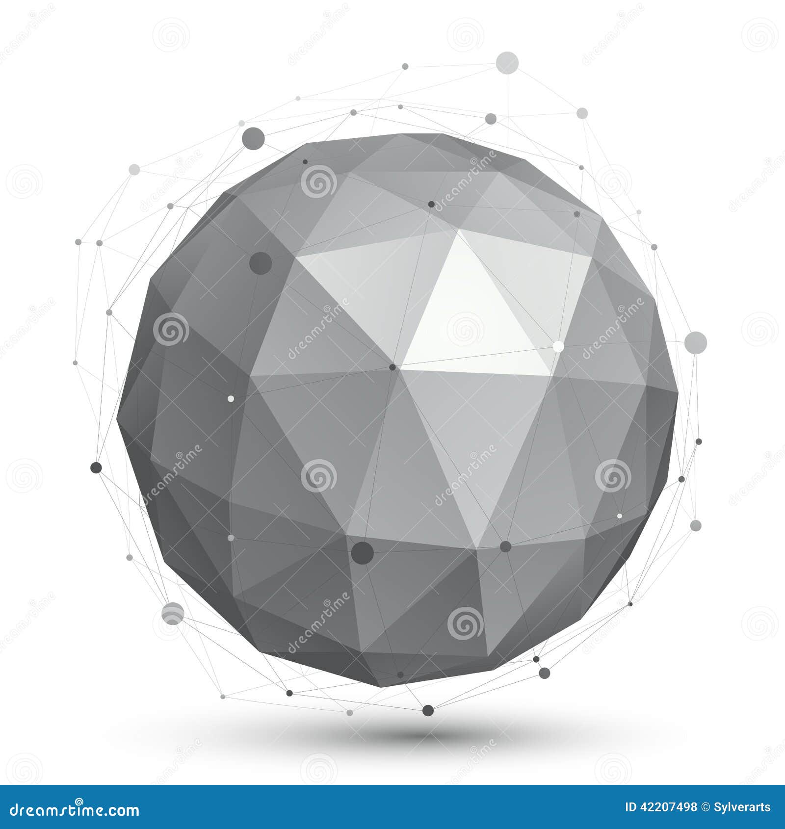 Spherical Vector Monochrome Digital Eps8 Object Dimensional Technology Element With Wireframe