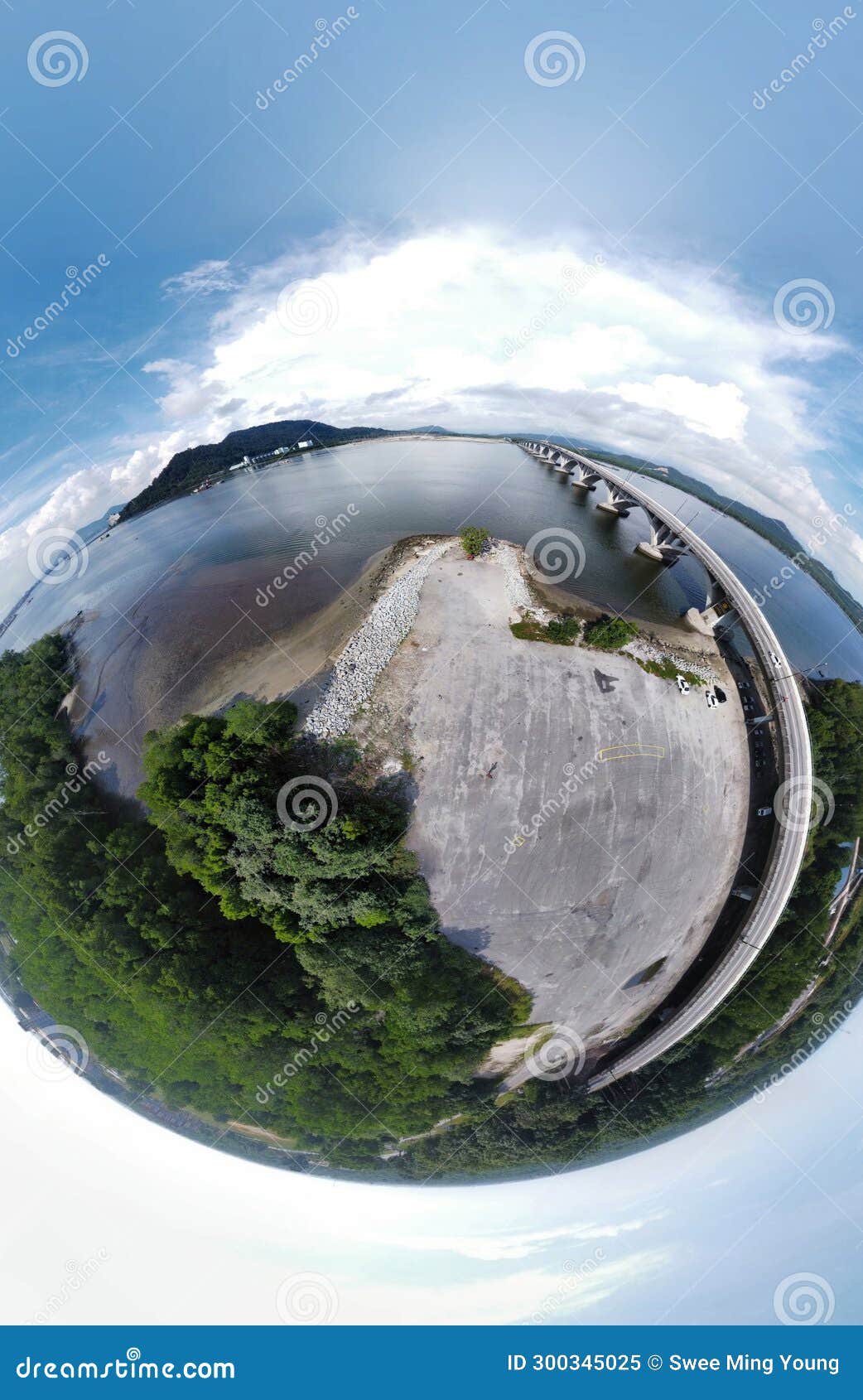 Spherical View on the Concrete Highway Bridge Across the Coastline ...