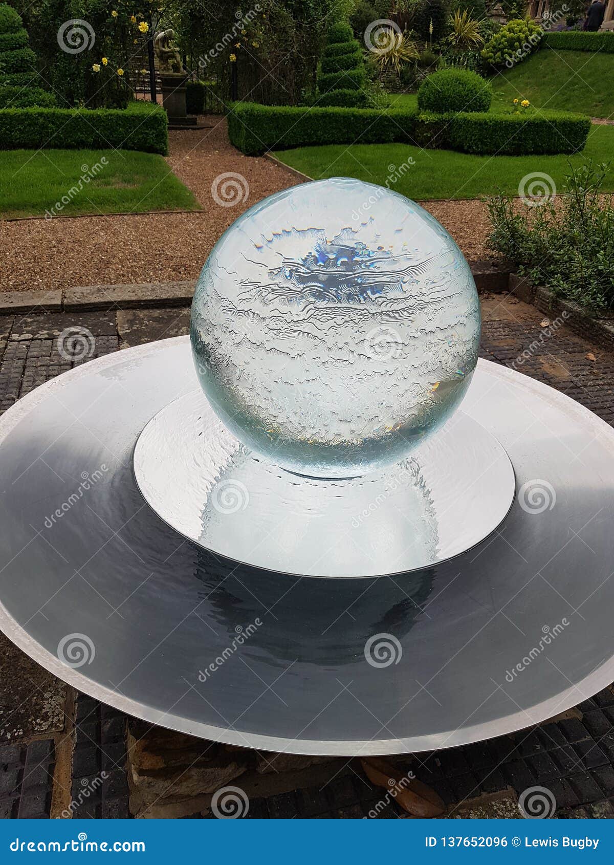 Spherical Water Feature Fountain Stock Photo - Image of fountain ...