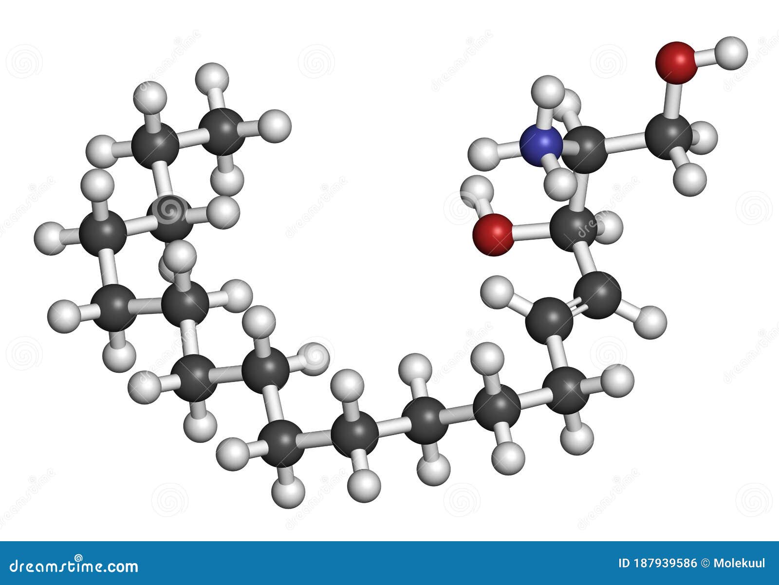 Sphingosine Lipid Molecule. 3D Rendering. Atoms are Represented As ...