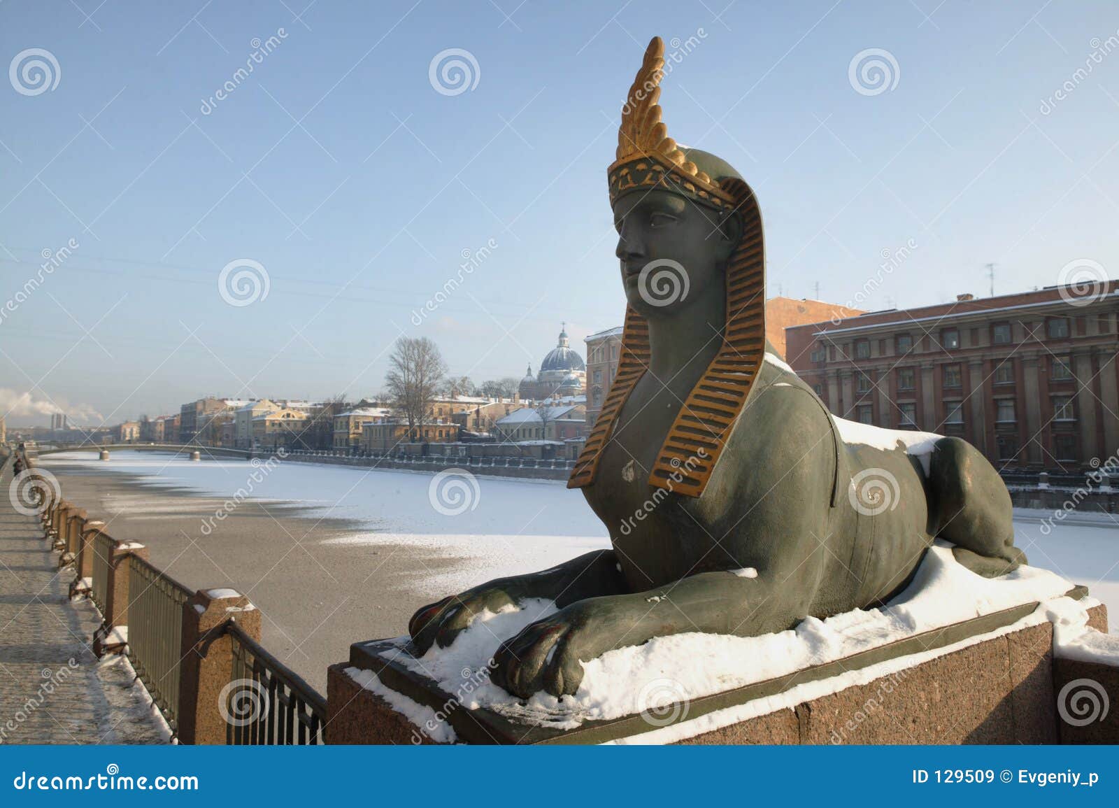 Sphinx. stock image. Image of bridge, figure, snow, city - 129509