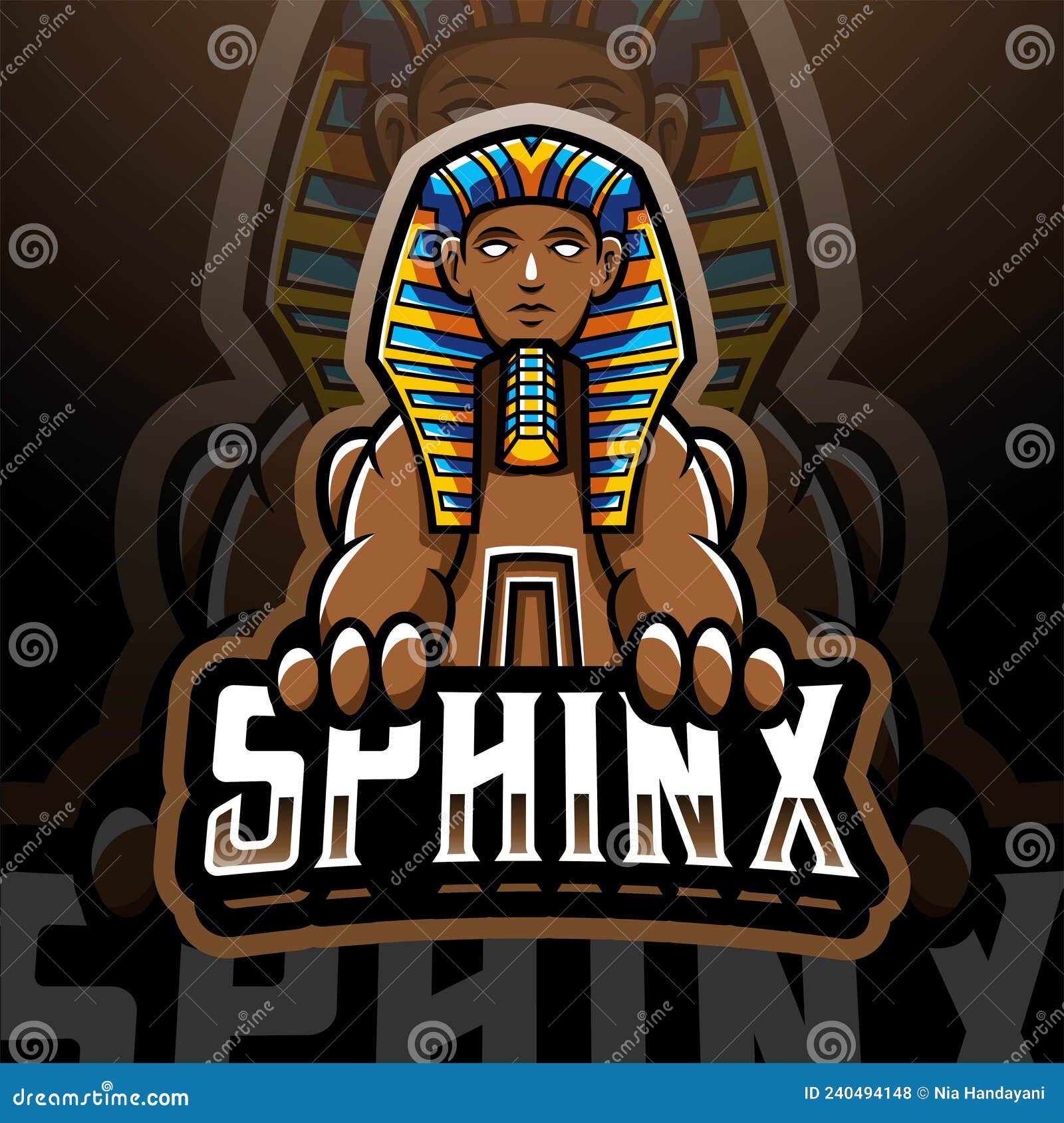 Sphinx Esport Mascot Logo Design Stock Vector - Illustration of face ...