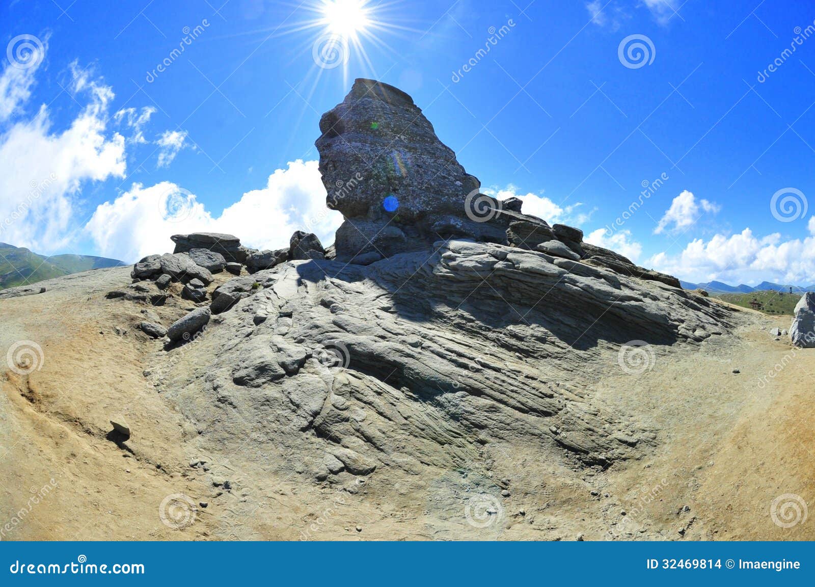 The Sphinx of Bucegi Mountains Stock Photo - Image of mountain, clouds ...