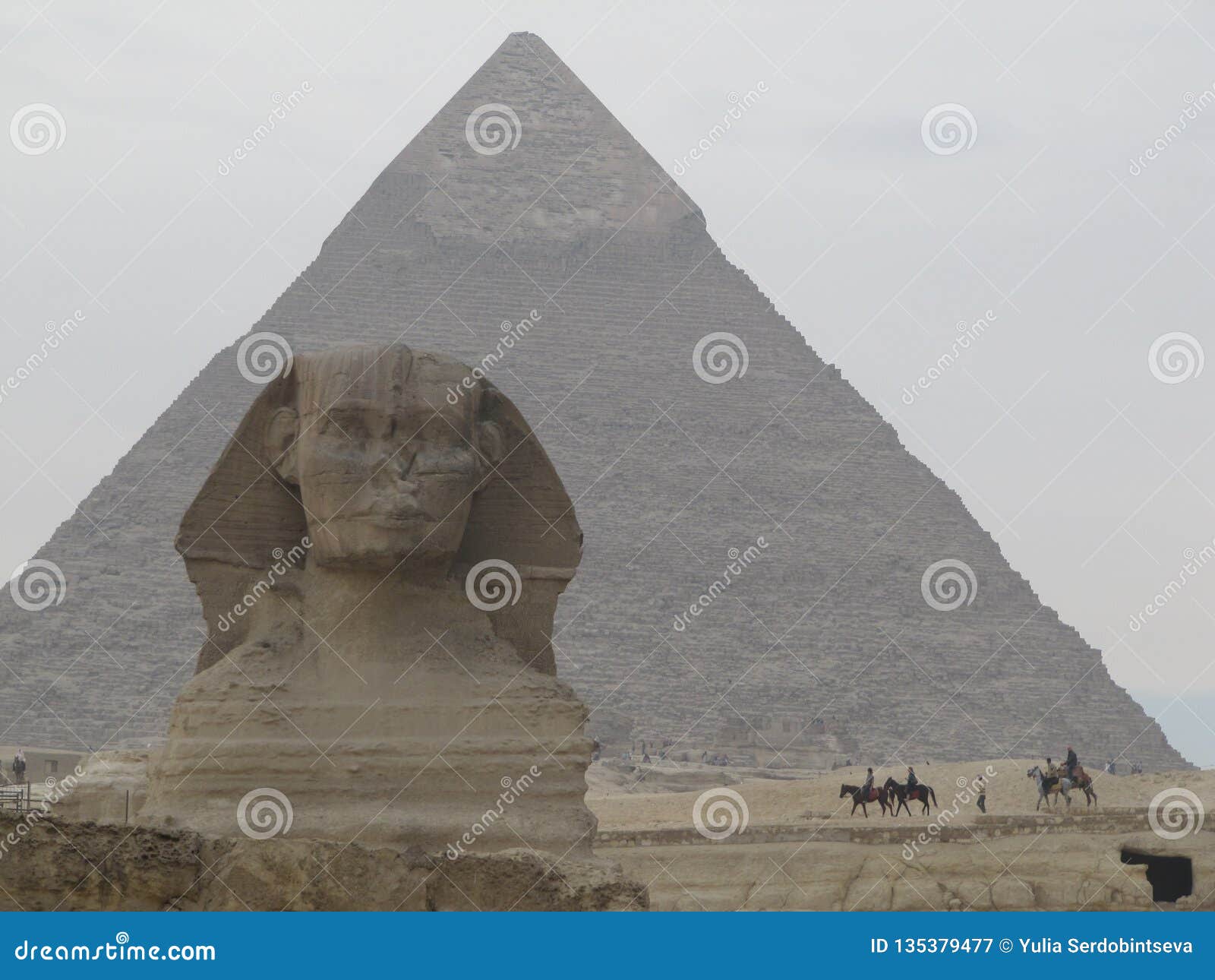Sphinx in Front of Pyramid in Egypt. Giza Pyramid Complex Stock Image ...