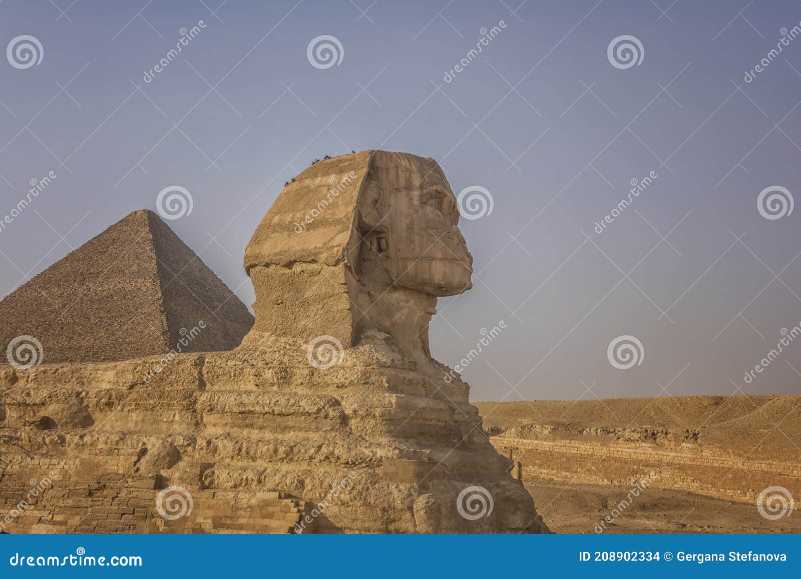 The Sphinx in Front of the Pyramids Close View Stock Photo - Image of ...