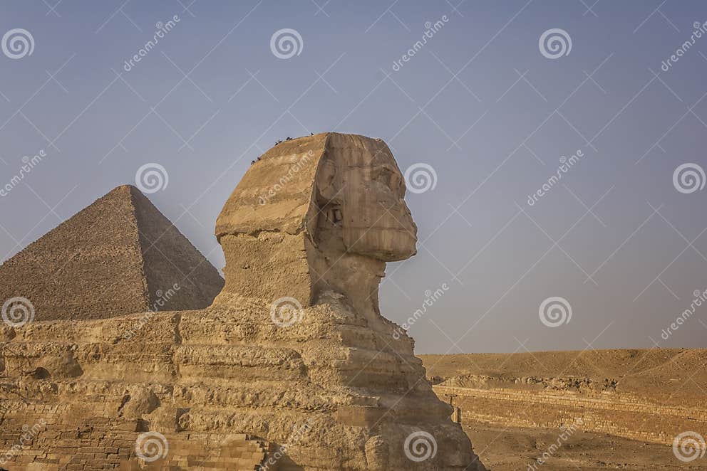 The Sphinx in Front of the Pyramids Close View Stock Photo - Image of ...