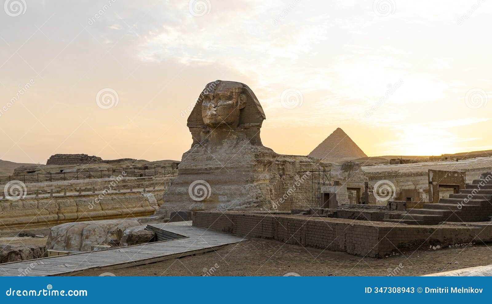 Sphinx in Giza Pyramid Complex at Sunset Stock Image - Image of pharaoh ...