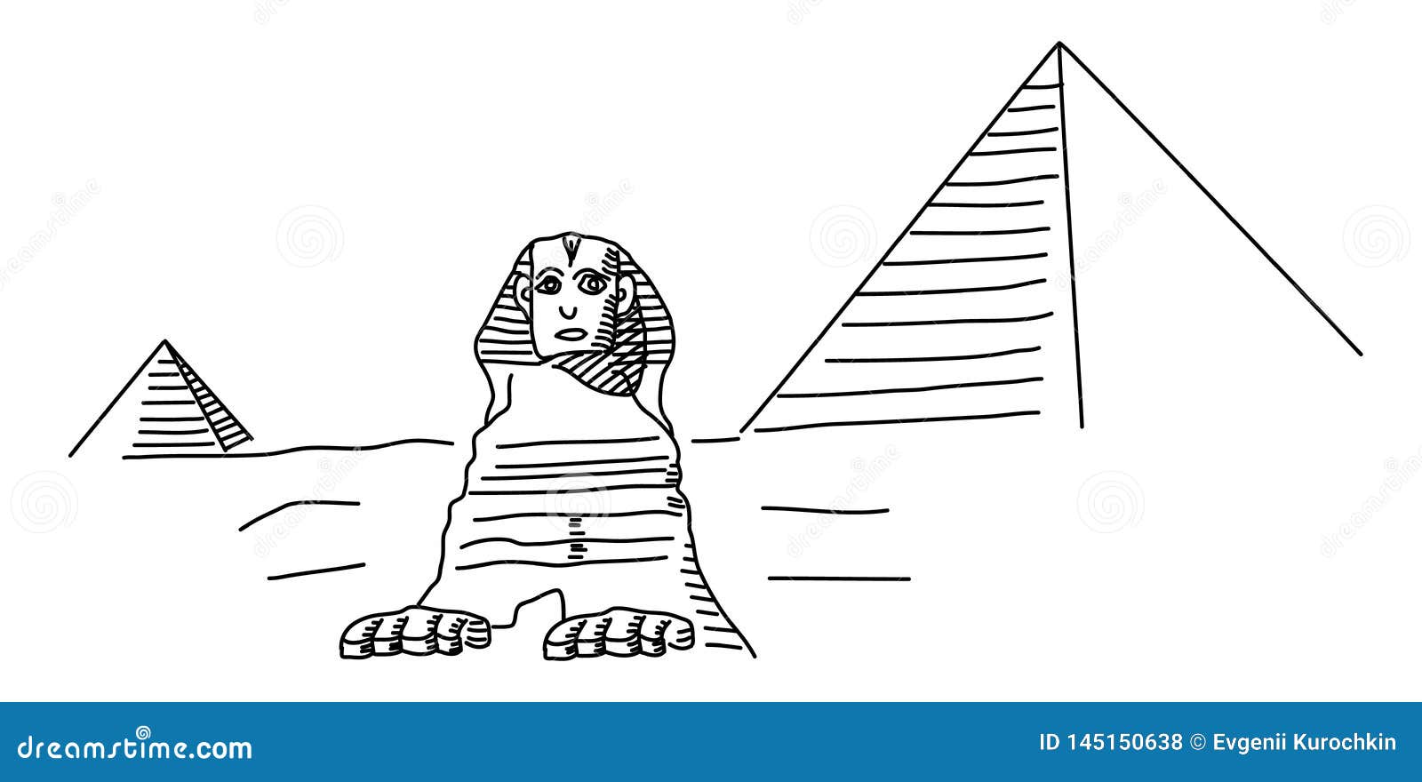 The Sphinx at Giza and Pyramid Stock Illustration - Illustration of ...
