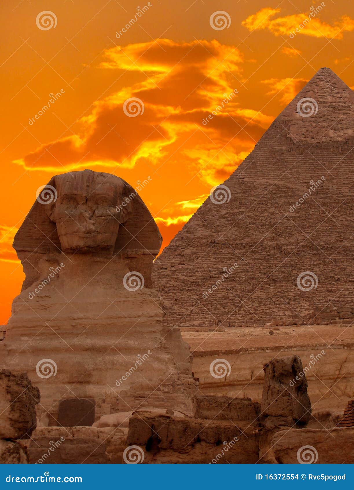 The Sphinx and the Great Pyramid Stock Photo - Image of legends ...