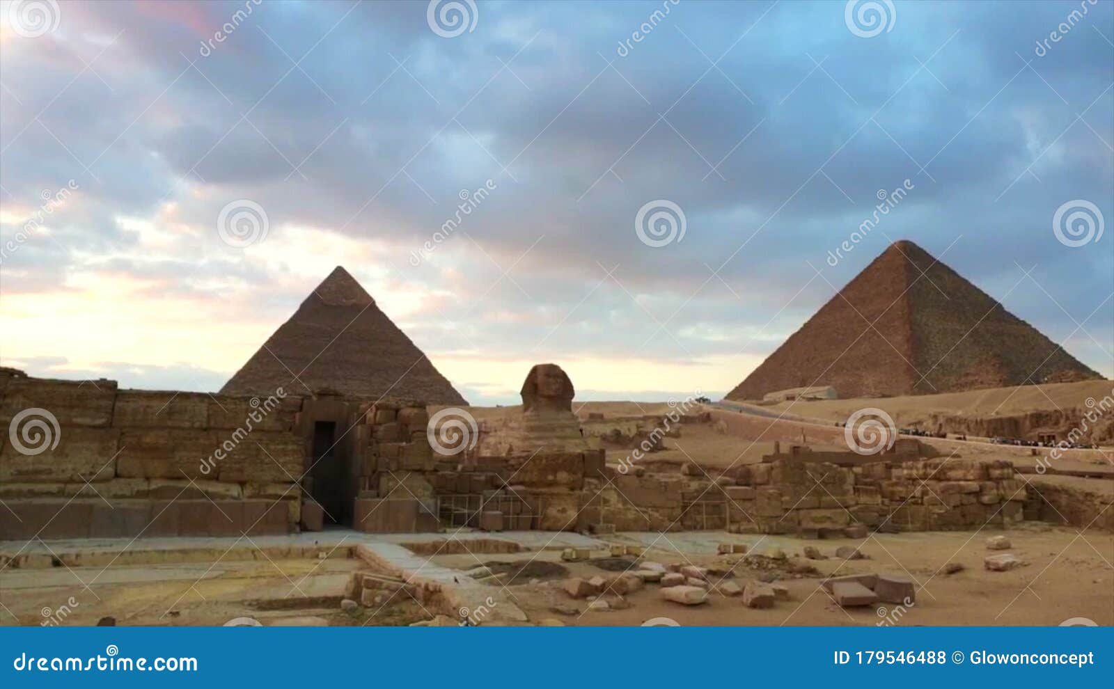Sphinx and Great Pyramid of Egypt Panorama Video View Stock Footage ...
