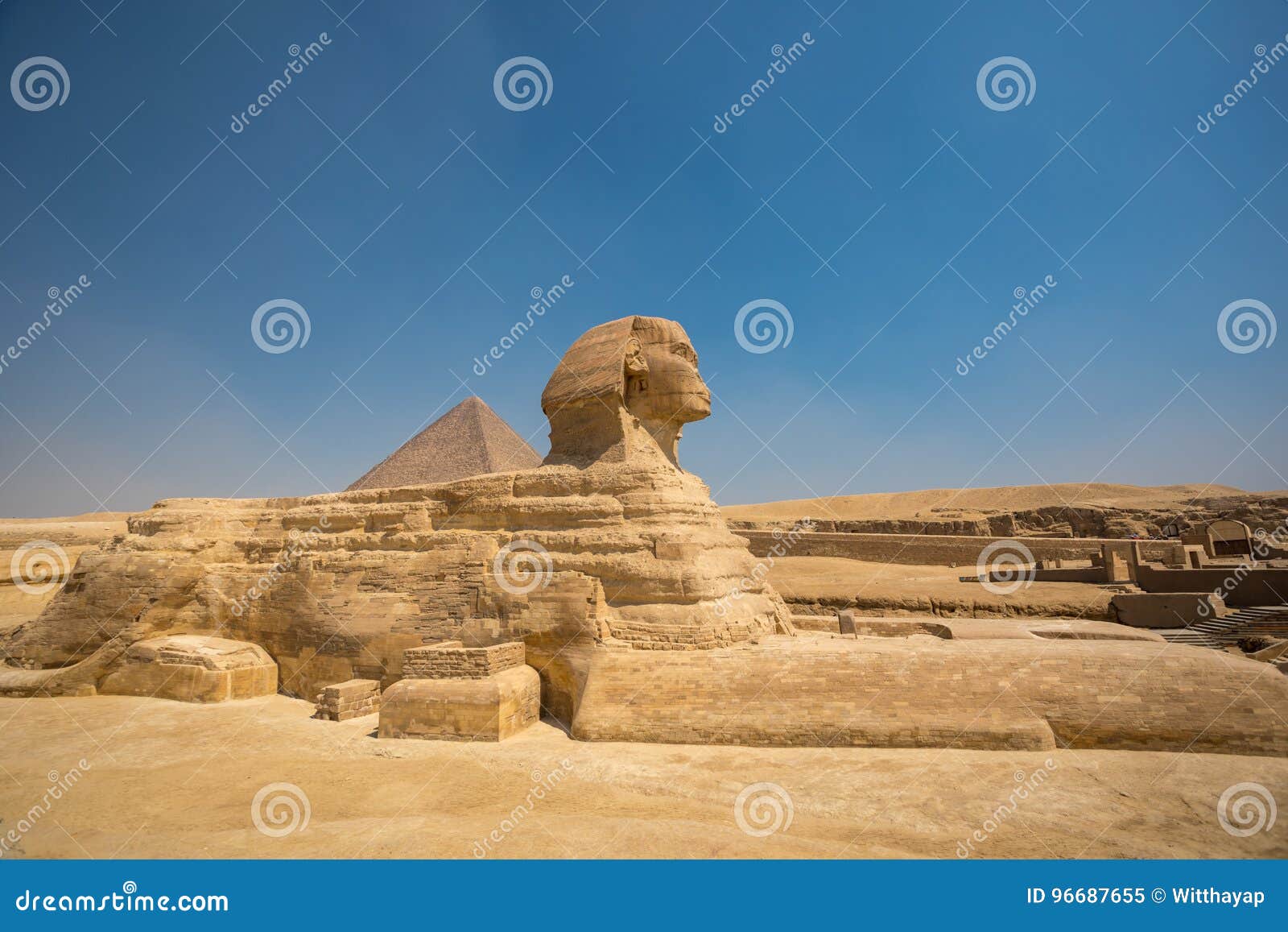 Sphinx And The Great Pyramid In The Egypt Royalty-Free Stock ...