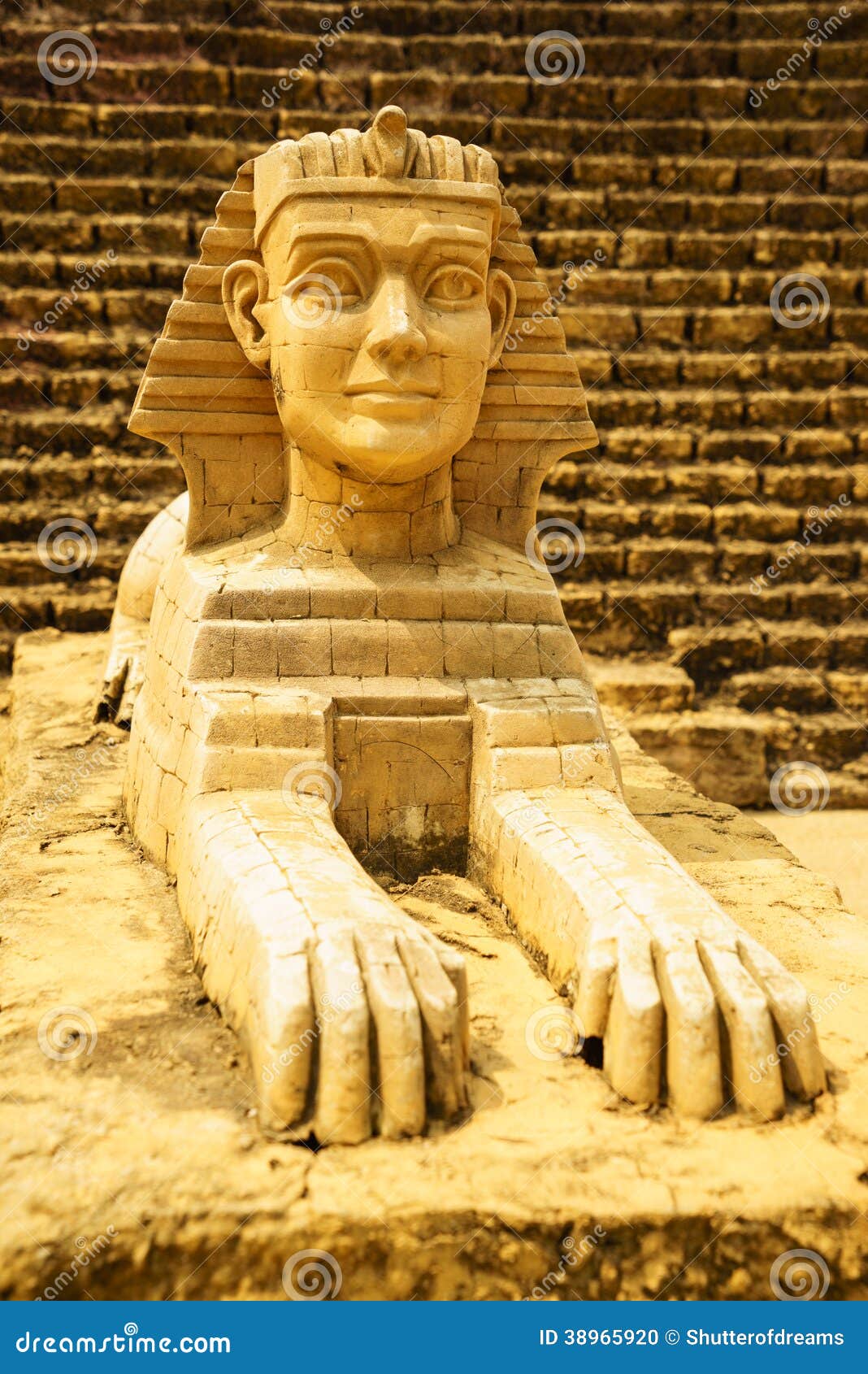 Sphinx Model with Pyramid Background Stock Photo - Image of feet, great ...
