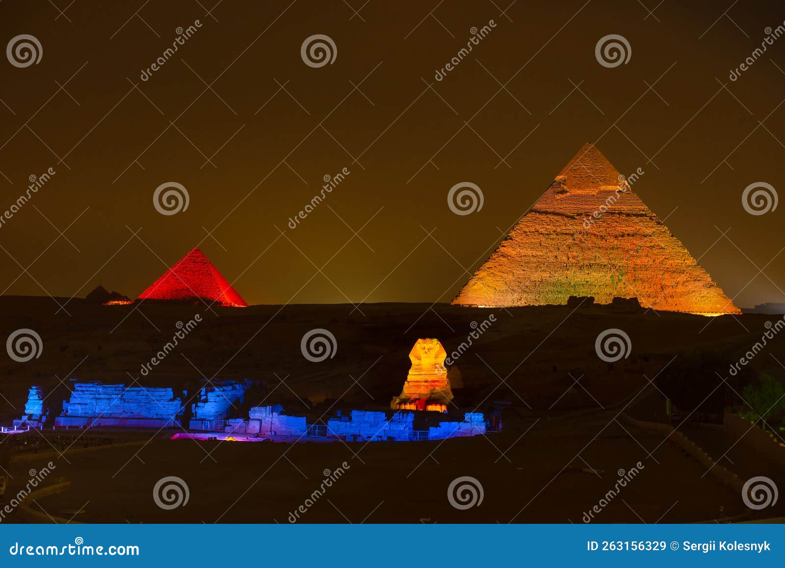 Sphinx in the Night Lights Giza Stock Image - Image of stone, vacation ...