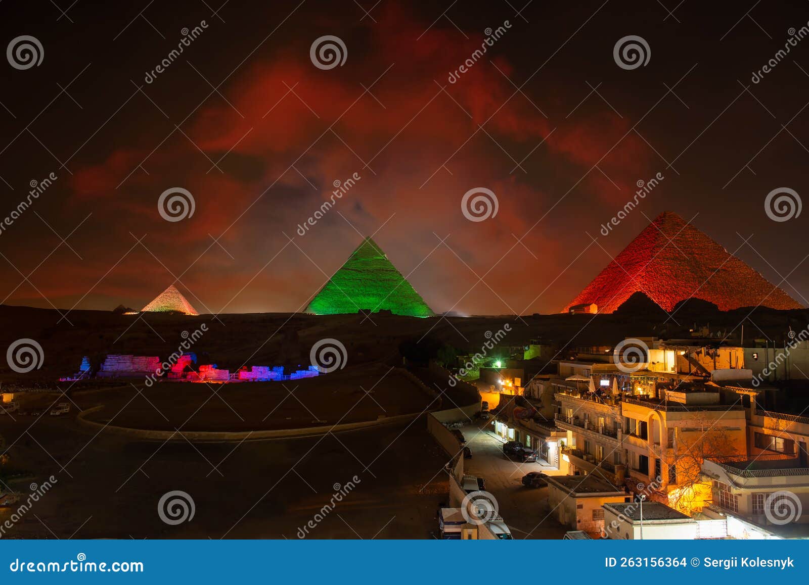 Sphinx in the night lights stock photo. Image of night - 263156364