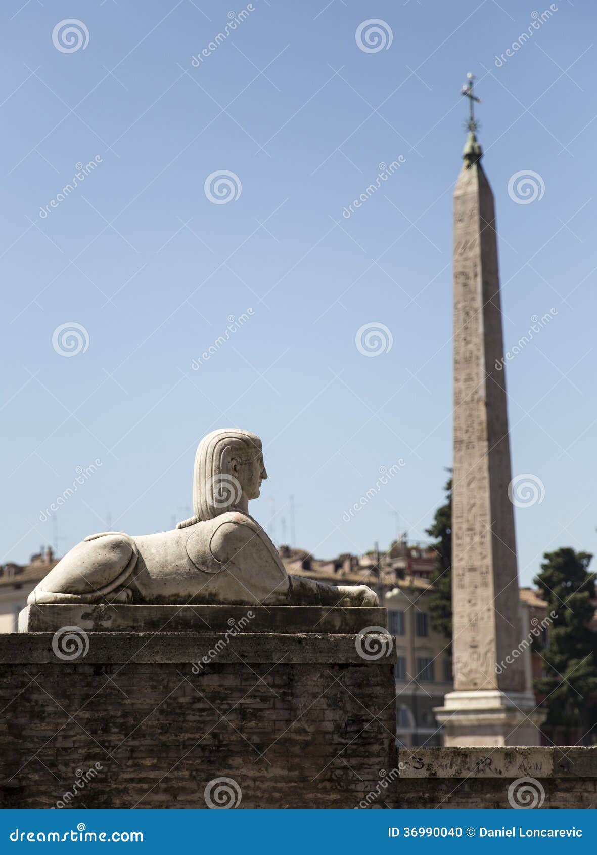 Sphinx and Obelisk at Piazza Del Popolo Stock Photo - Image of italy ...