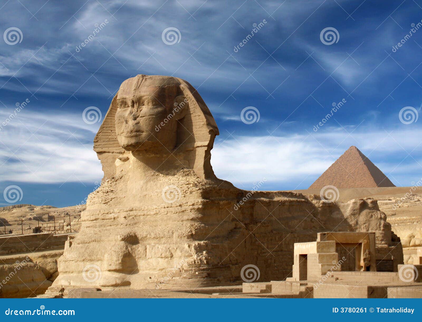 Sphinx and pyramid stock image. Image of stone, mythology - 3780261