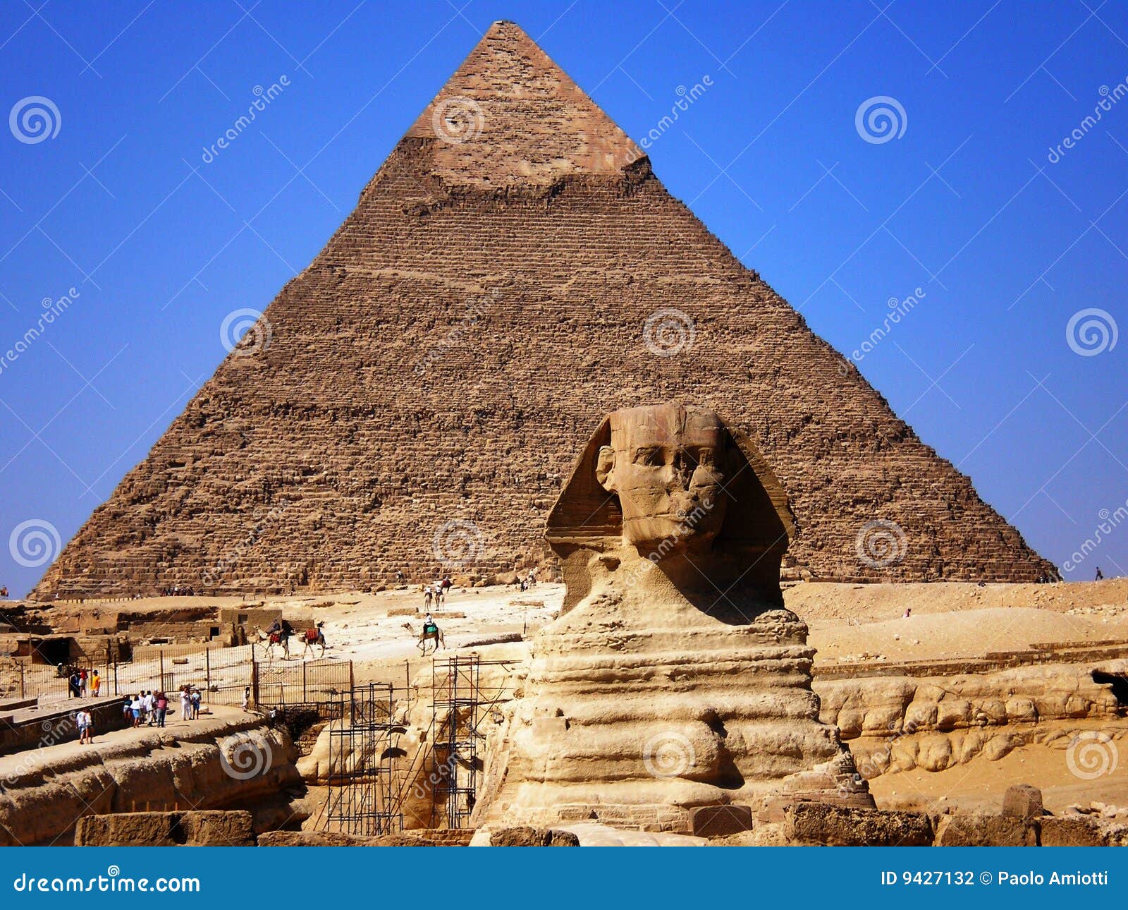 The sphinx and the pyramid stock photo. Image of pyramid - 9427132