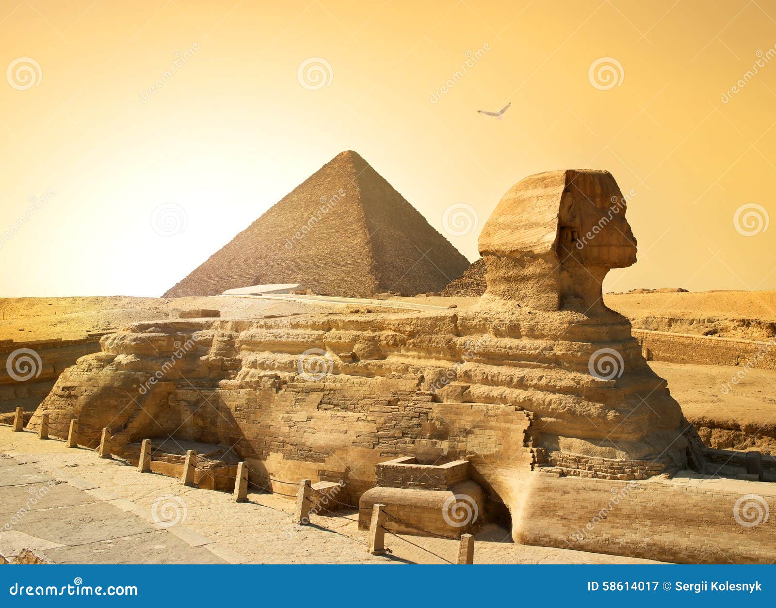 Sphinx and pyramid stock image. Image of pyramid, pharaoh - 58614017