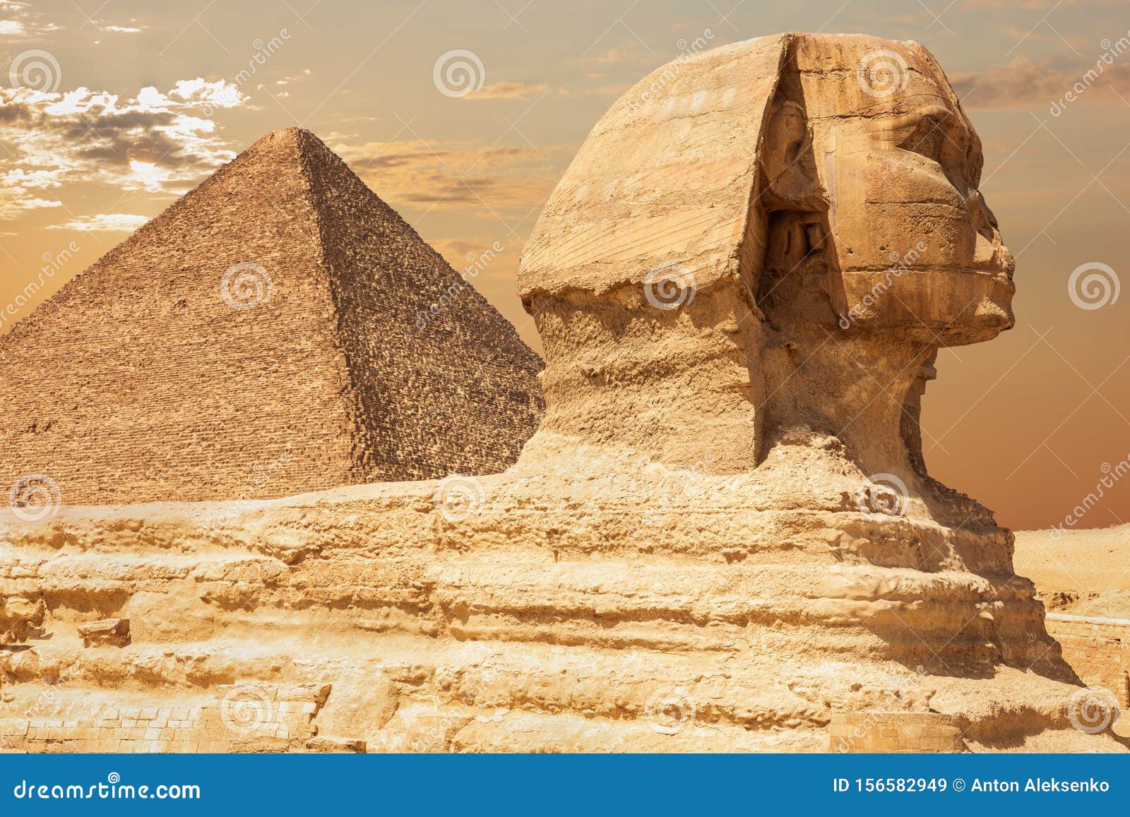 The Sphinx and the Pyramid of Cheops, Close View, Giza, Egypt Stock ...