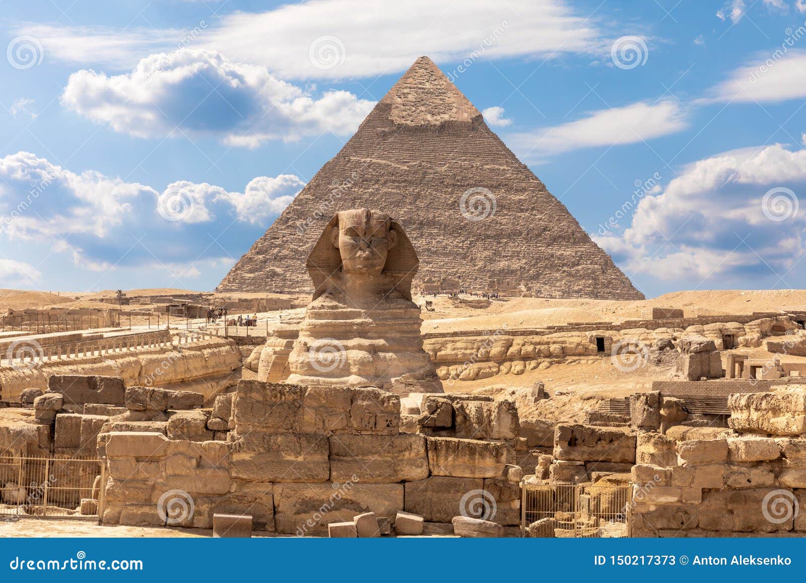 The Sphinx, the Pyramid of Chephren and the Ruins of a Temple in Giza ...