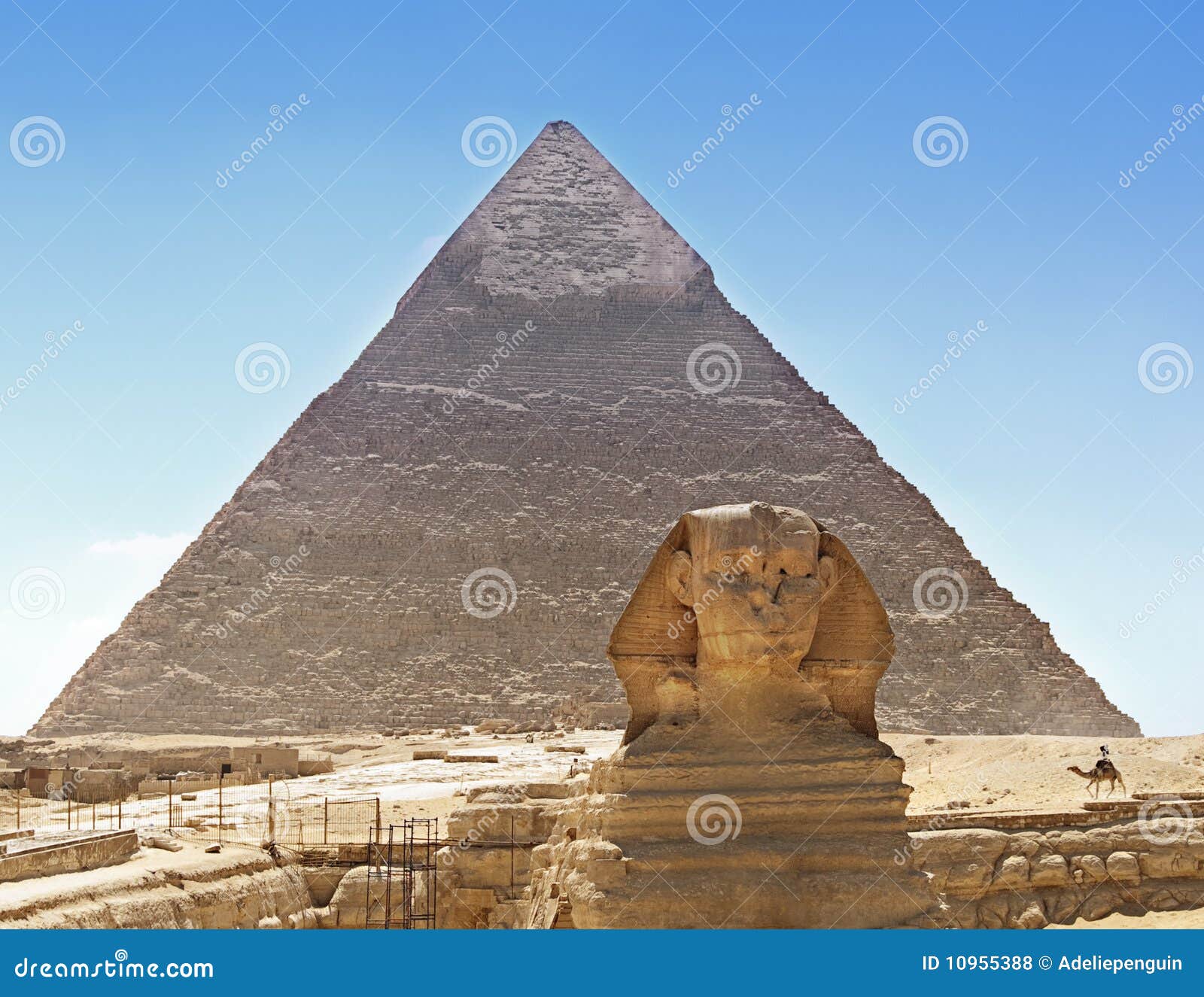 Sphinx and Pyramid, Egypt stock photo. Image of plateau - 10955388