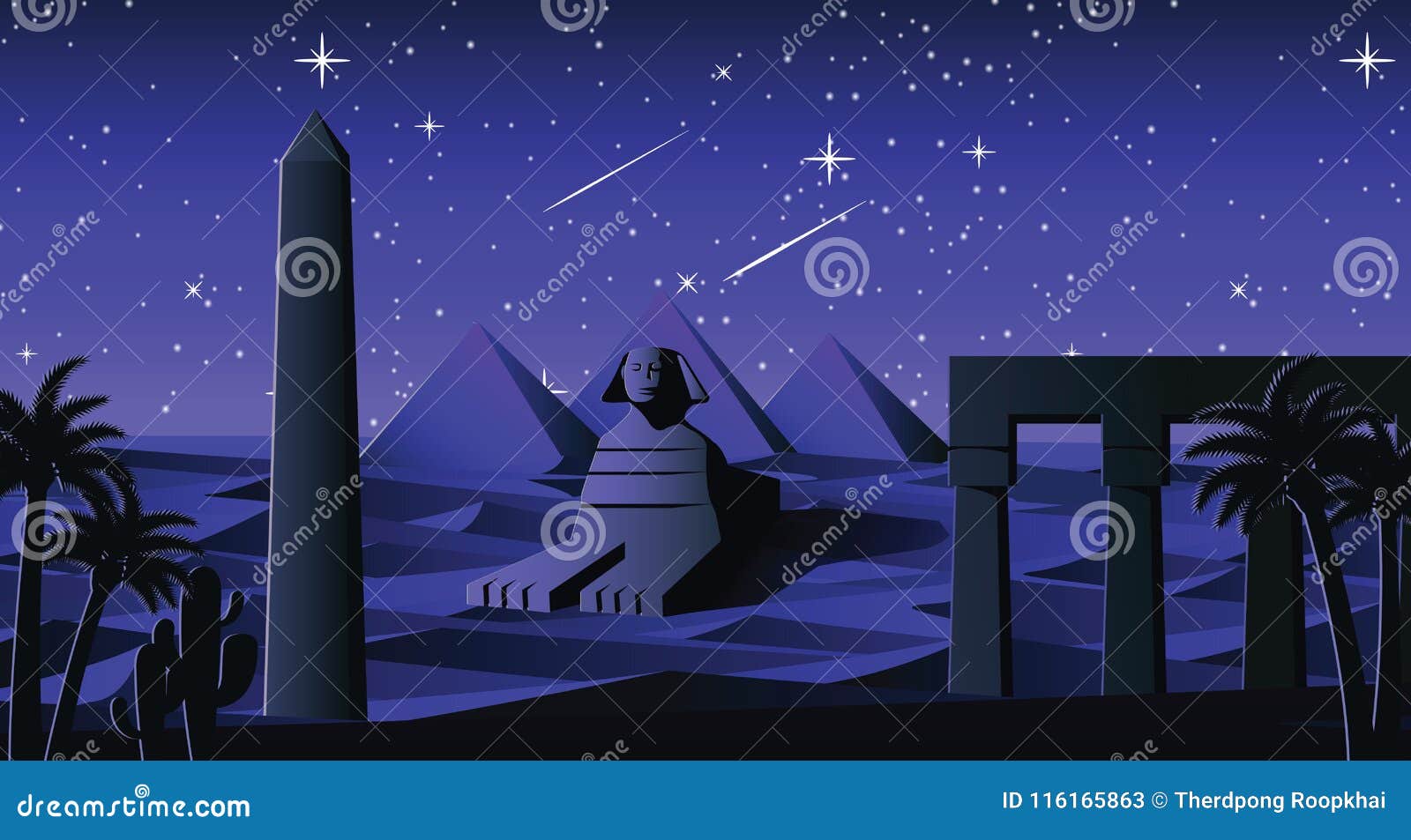 Sphinx and Pyramid Famous Landmark of Egypt,cartoon Version Stock ...
